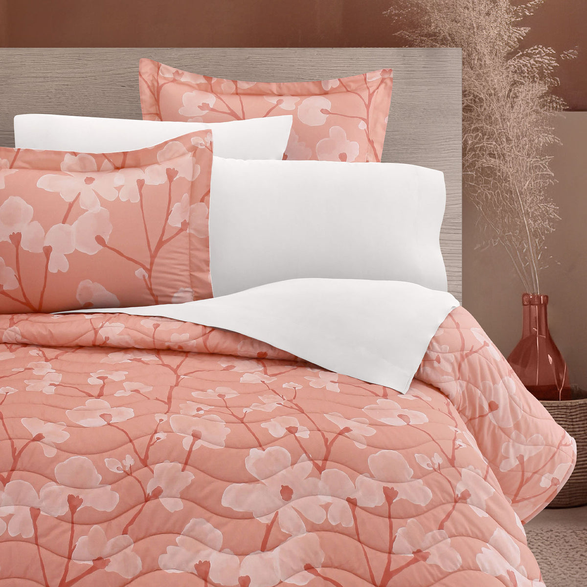 Coordinado Cindel Coral | Colcha y Fundas decorativas | 100% Algodón ...